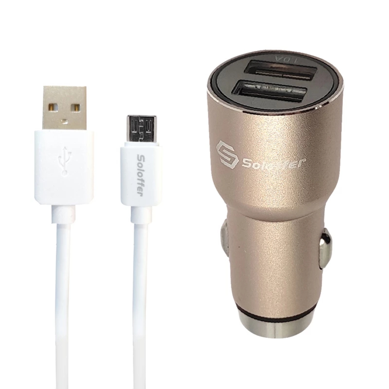 این‌چند | خرید شارژر فندکی دو پورته همراه کابل میکرو سولوفر مدل SOLOFFER C201 زیر قیمت بازار ...